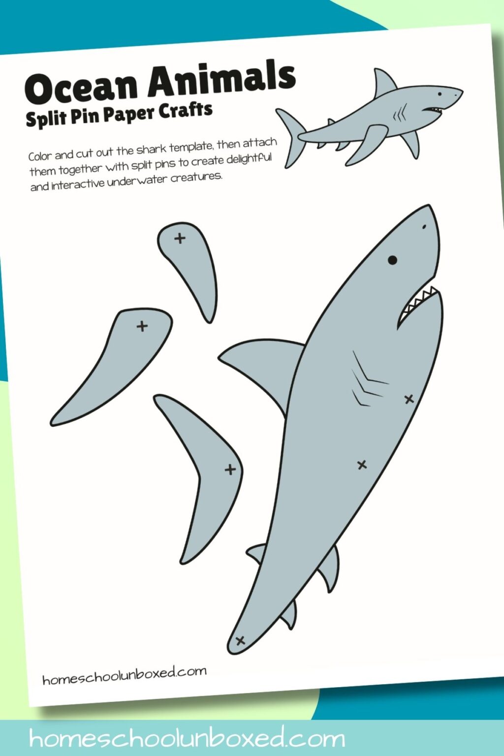 Moveable Shark Craft (Free Printable Split Pin Activity)