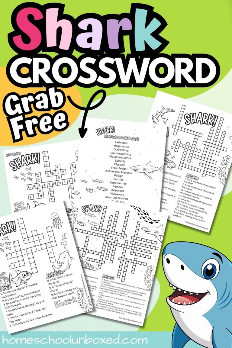 Shark Crossword Puzzles (Free Printables for All Ages)