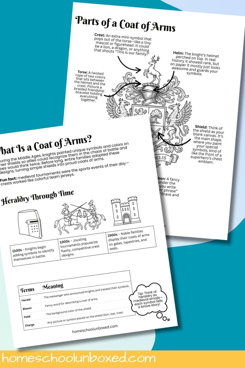 Coat of Arms Activity & Lesson Plan for Kids (Free Printables)