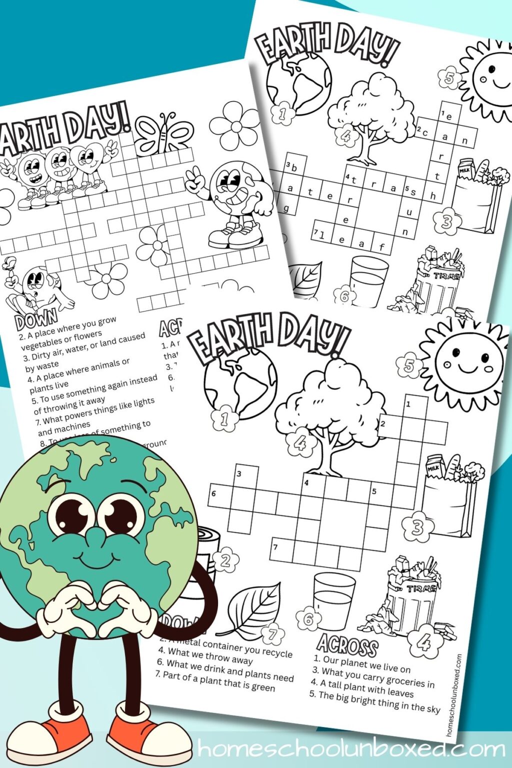 Earth Day Crossword Puzzles (Free Printable Worksheets for Kids)