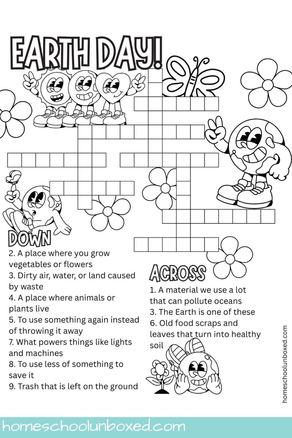 Earth Day Crossword Puzzles (Free Printable Worksheets for Kids)