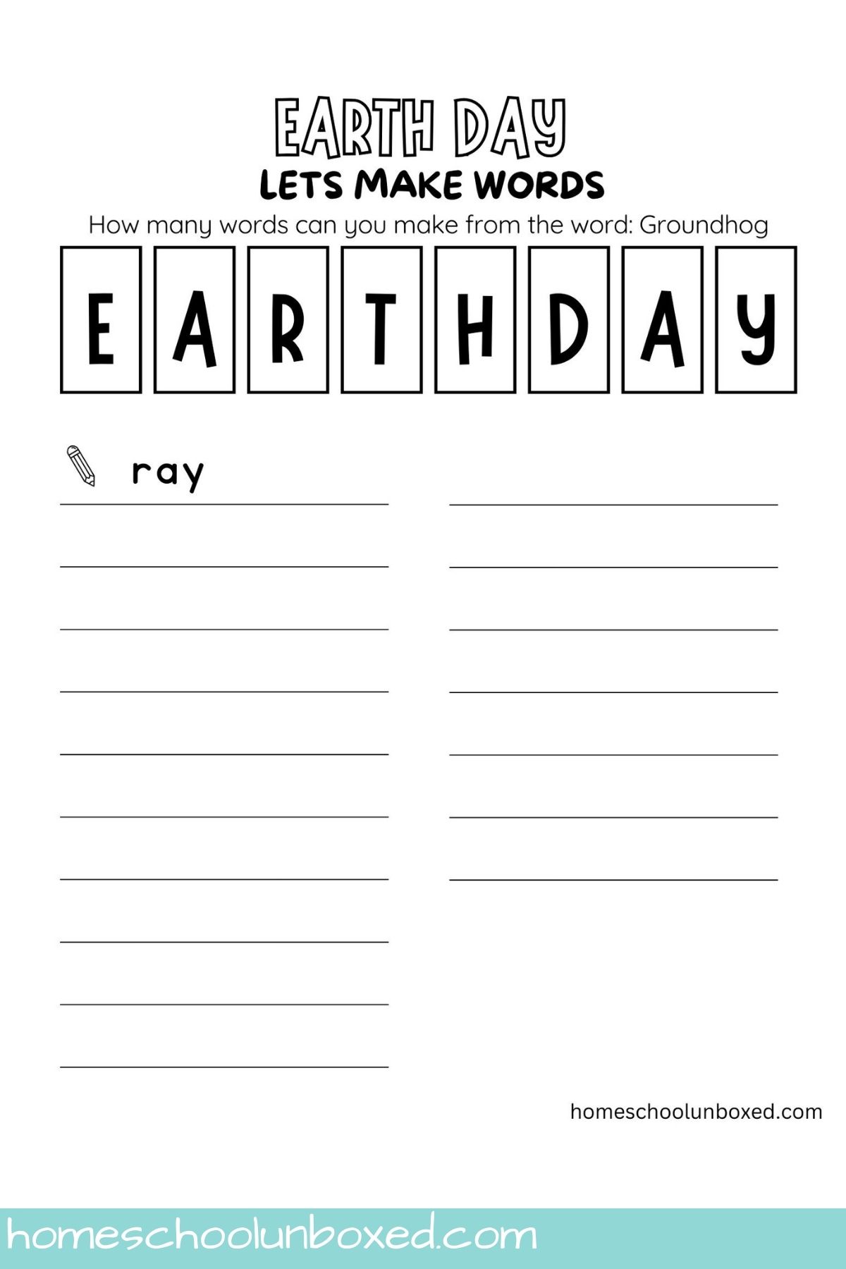Earth Day Let’s Make Words Worksheet (Free Printable)