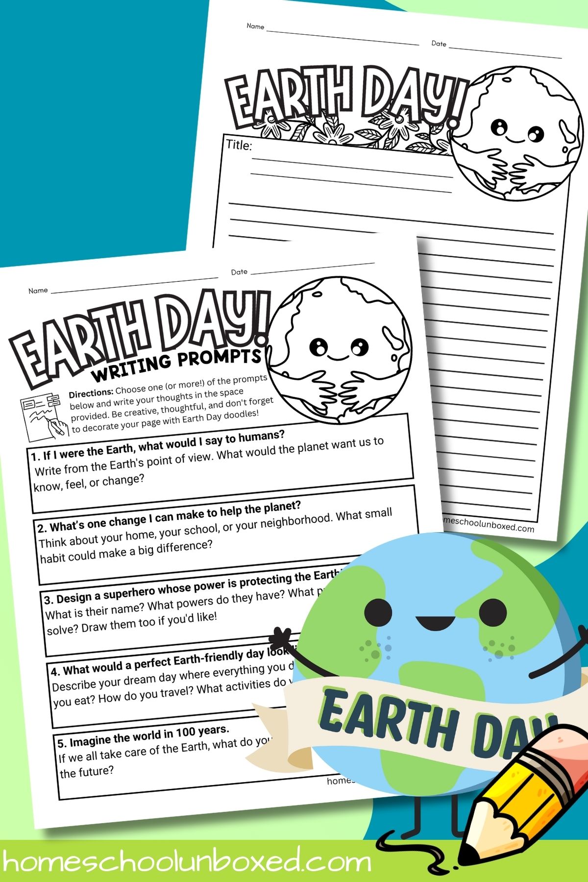 Earth Day Writing Prompt Worksheets (Free printables)