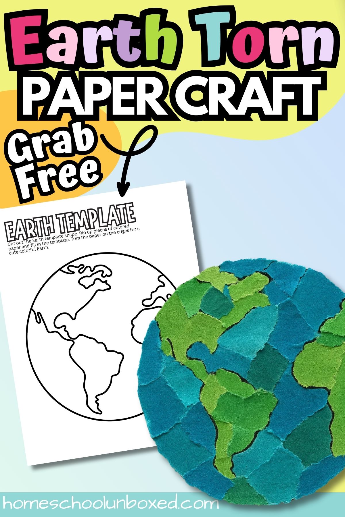 Earth Torn Paper Craft (Free Printable Template)