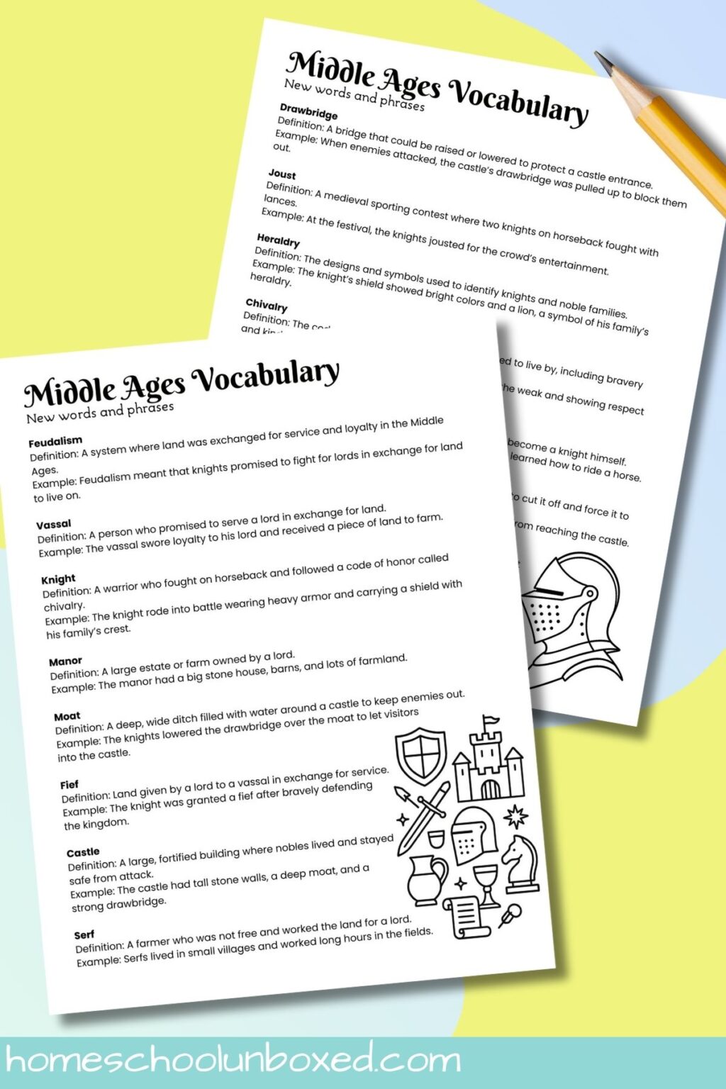 Middle Ages Vocabulary Worksheets