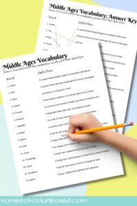 Middle Ages Vocabulary Worksheets
