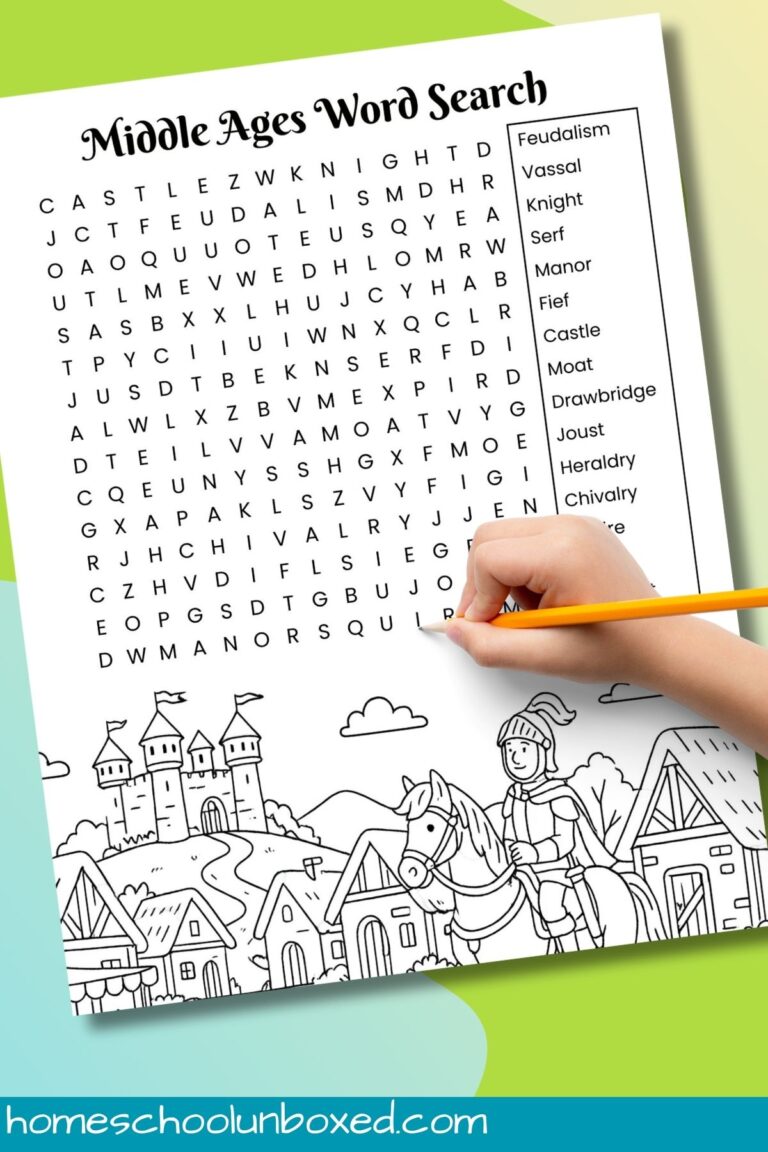Middle Ages Word Search (Free Printables + Answer Keys)