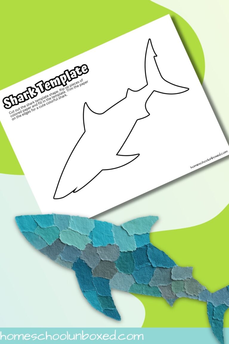 Ripped Paper Shark Craft (With Free Printable Shark Template)