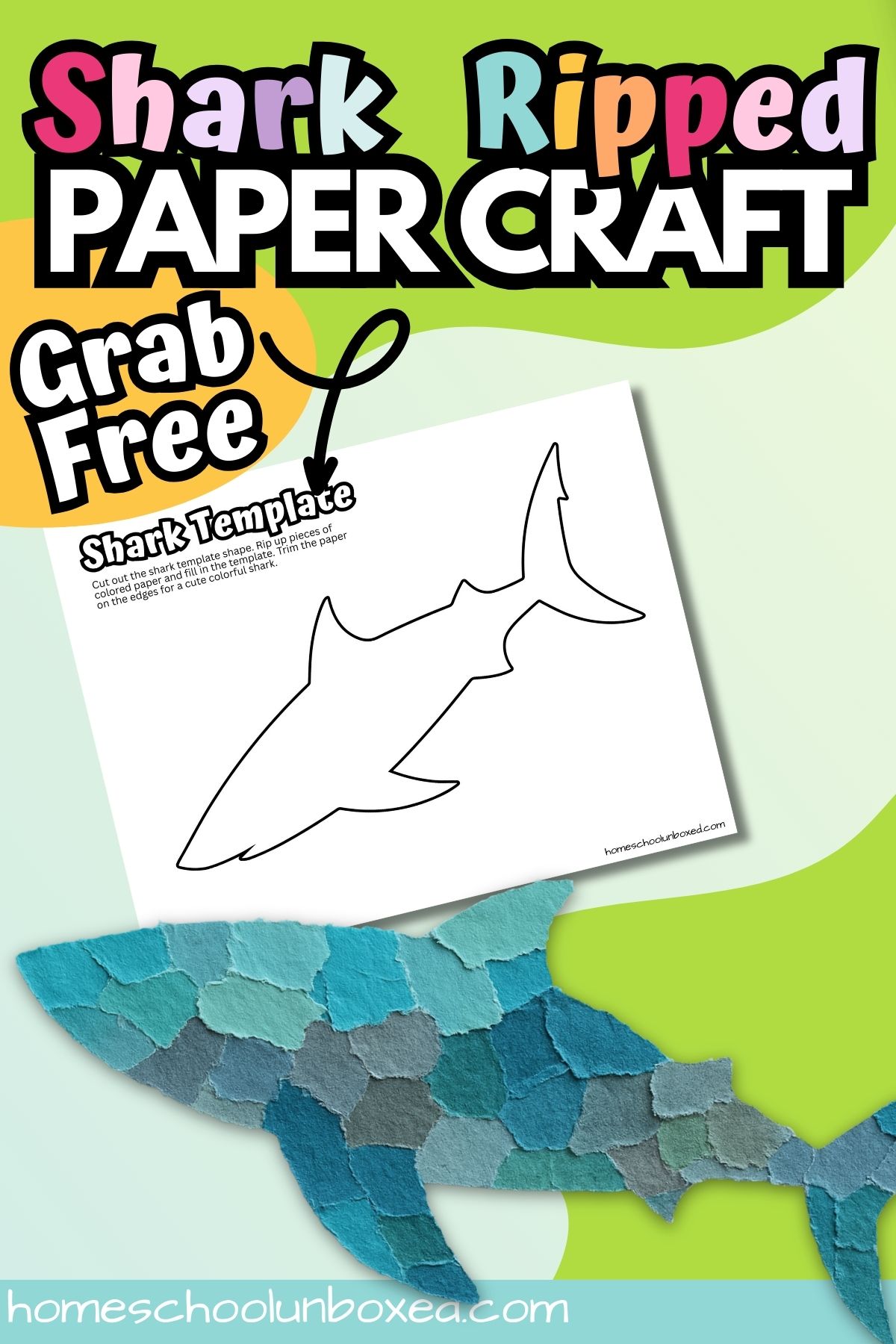 Ripped Paper Shark Craft (With Free Printable Shark Template)