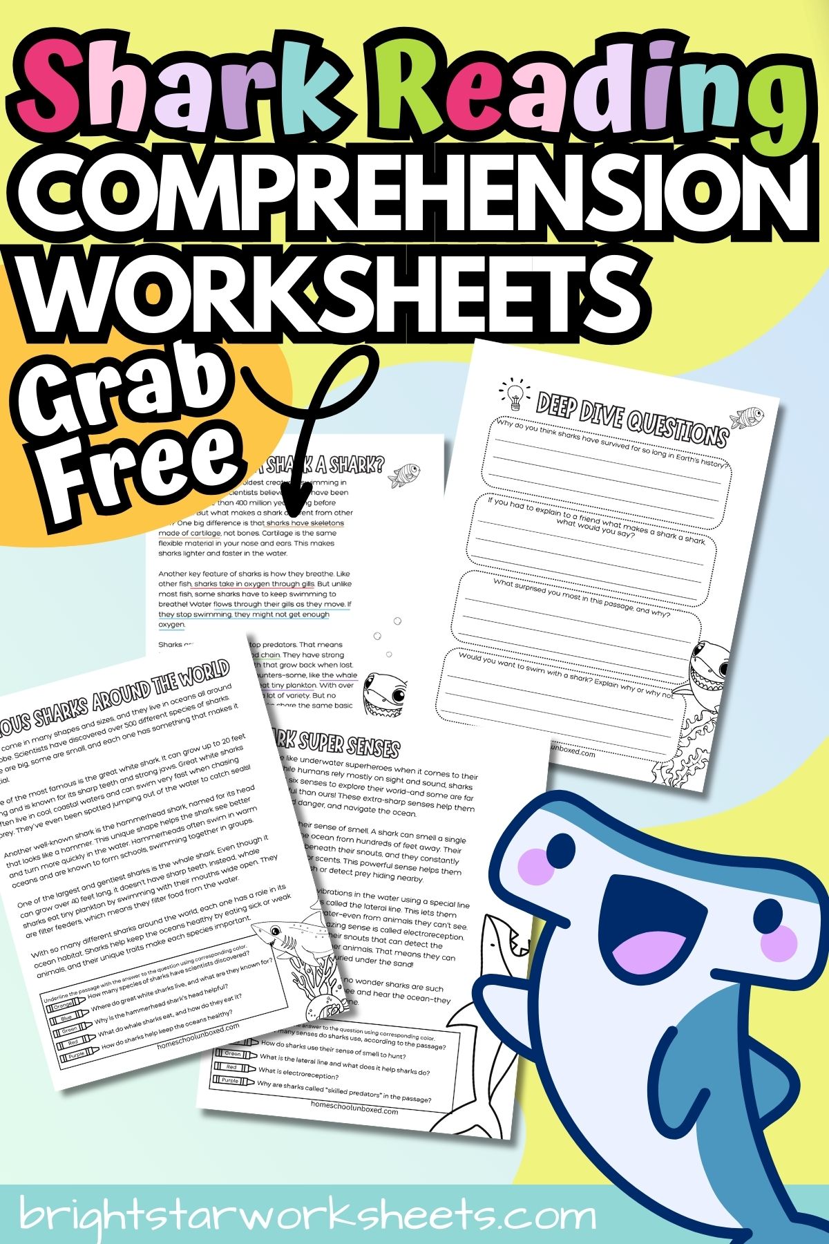 Shark Reading Comprehension Worksheets (Free Printables)