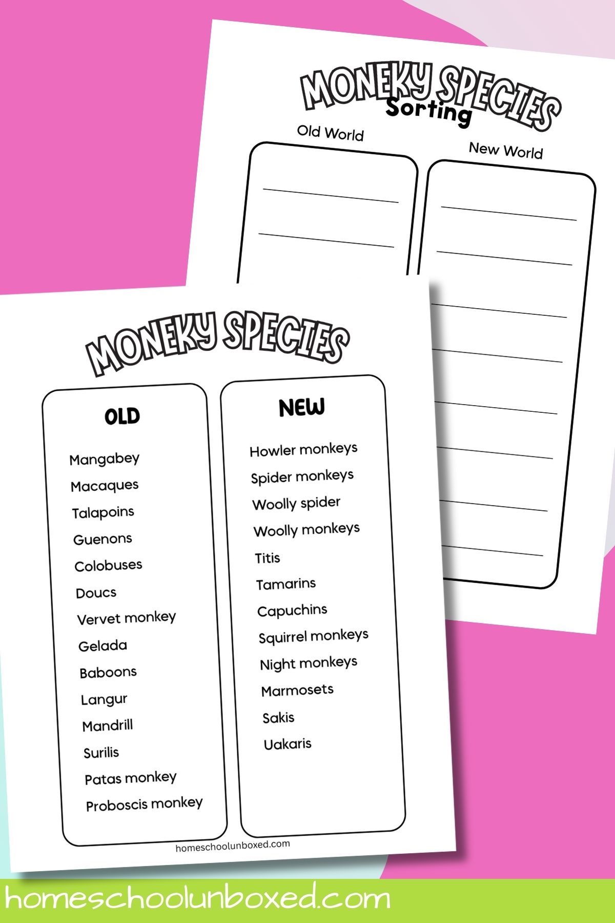 Monkey Species Worksheets (Free Printables!)