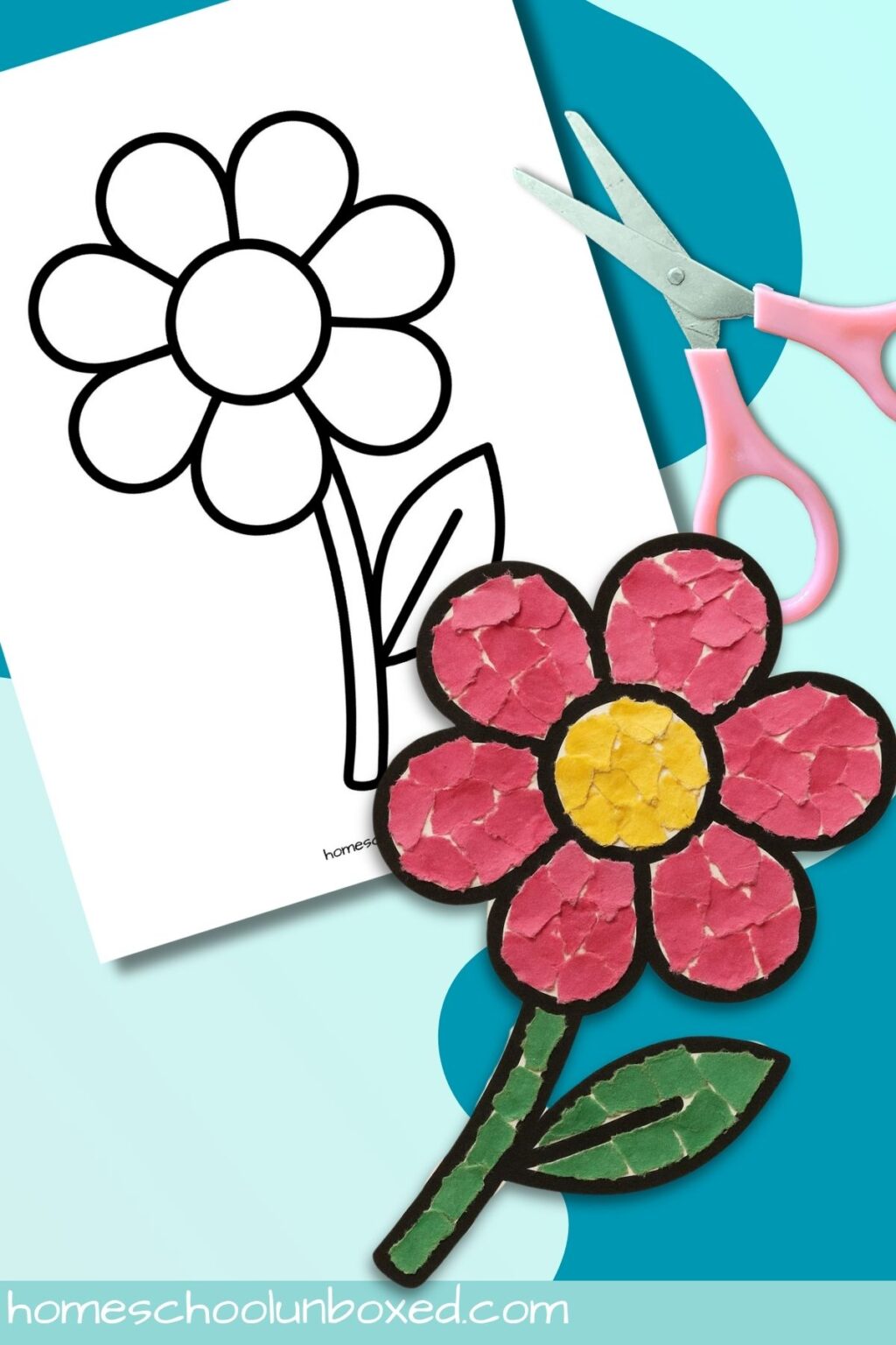 Torn Paper Flower Craft (Free Printable Template)