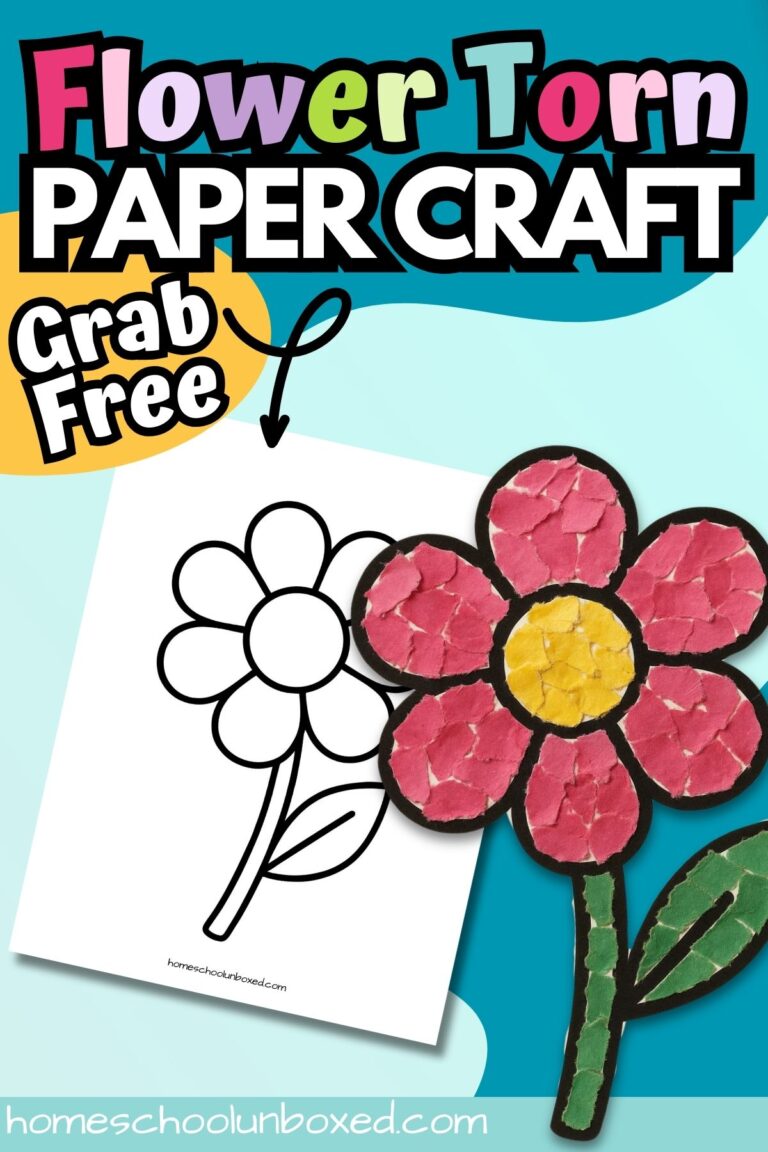 Torn Paper Flower Craft (Free Printable Template)