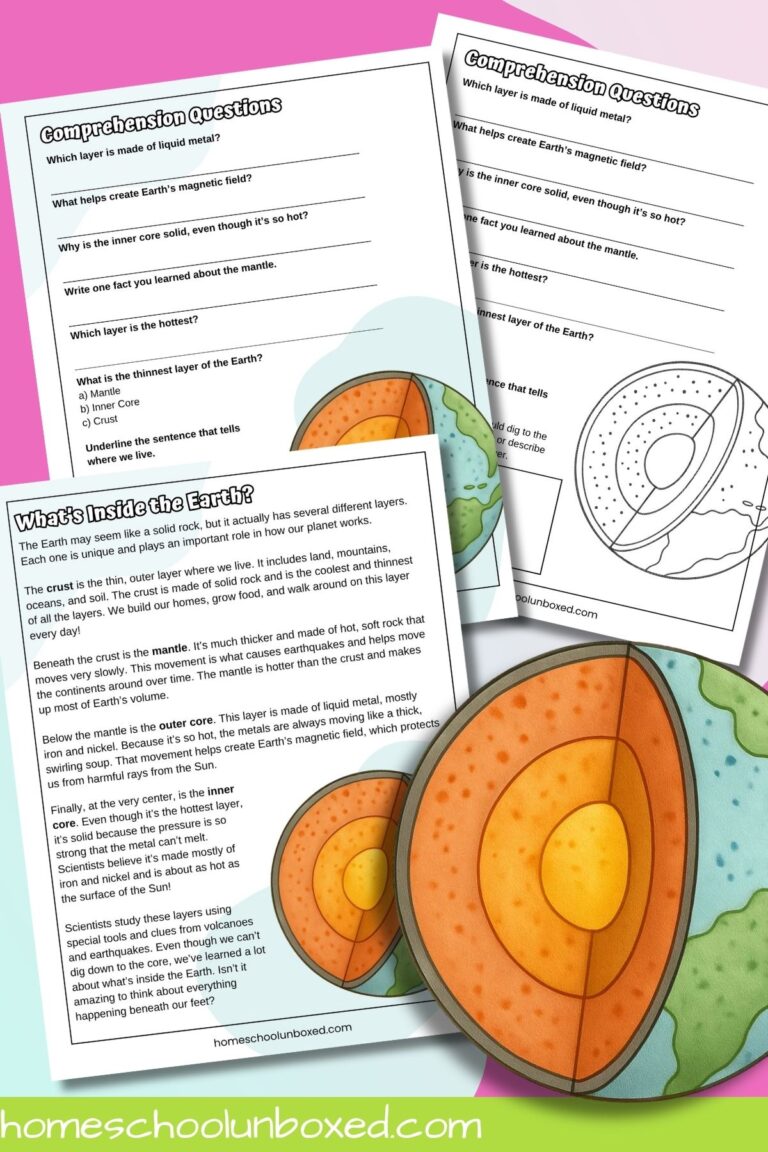 Free Layers of Earth Reading Comprehension Worksheet