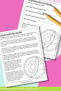 Free Layers of Earth Reading Comprehension Worksheet