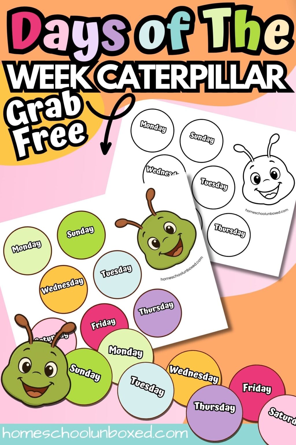 Days of the Week Caterpillar Craft (Free Printable)