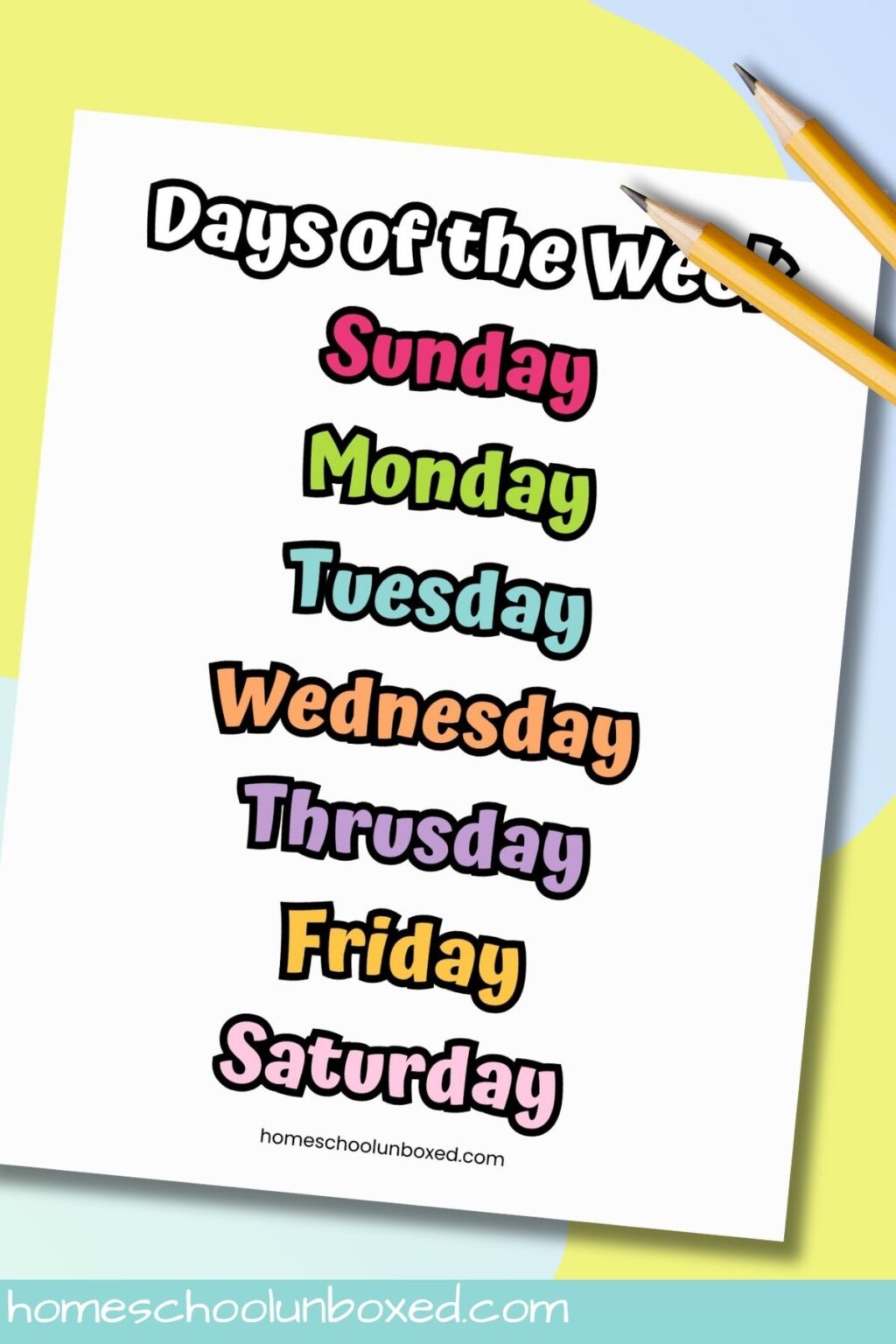 Days of the Week Chart (Free Printables)