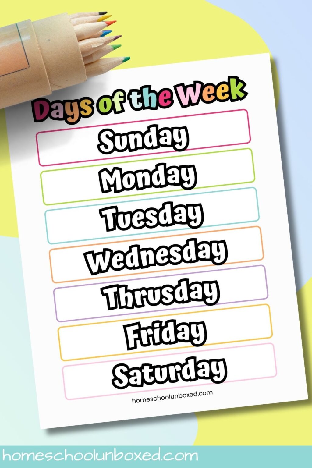 Days of the Week Chart (Free Printables)