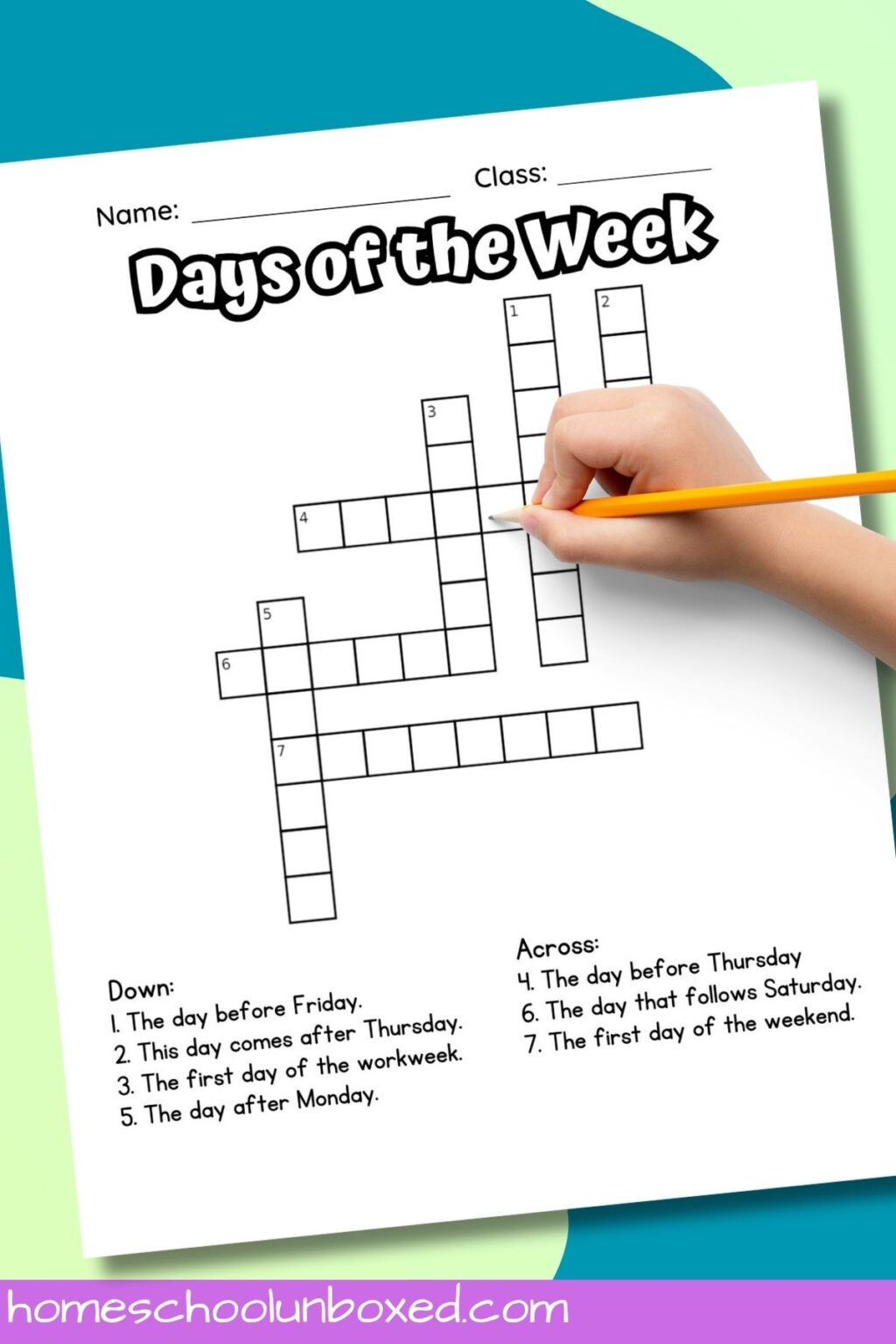 Days of the Week Crossword (Free Printable Puzzle with Answer Key)