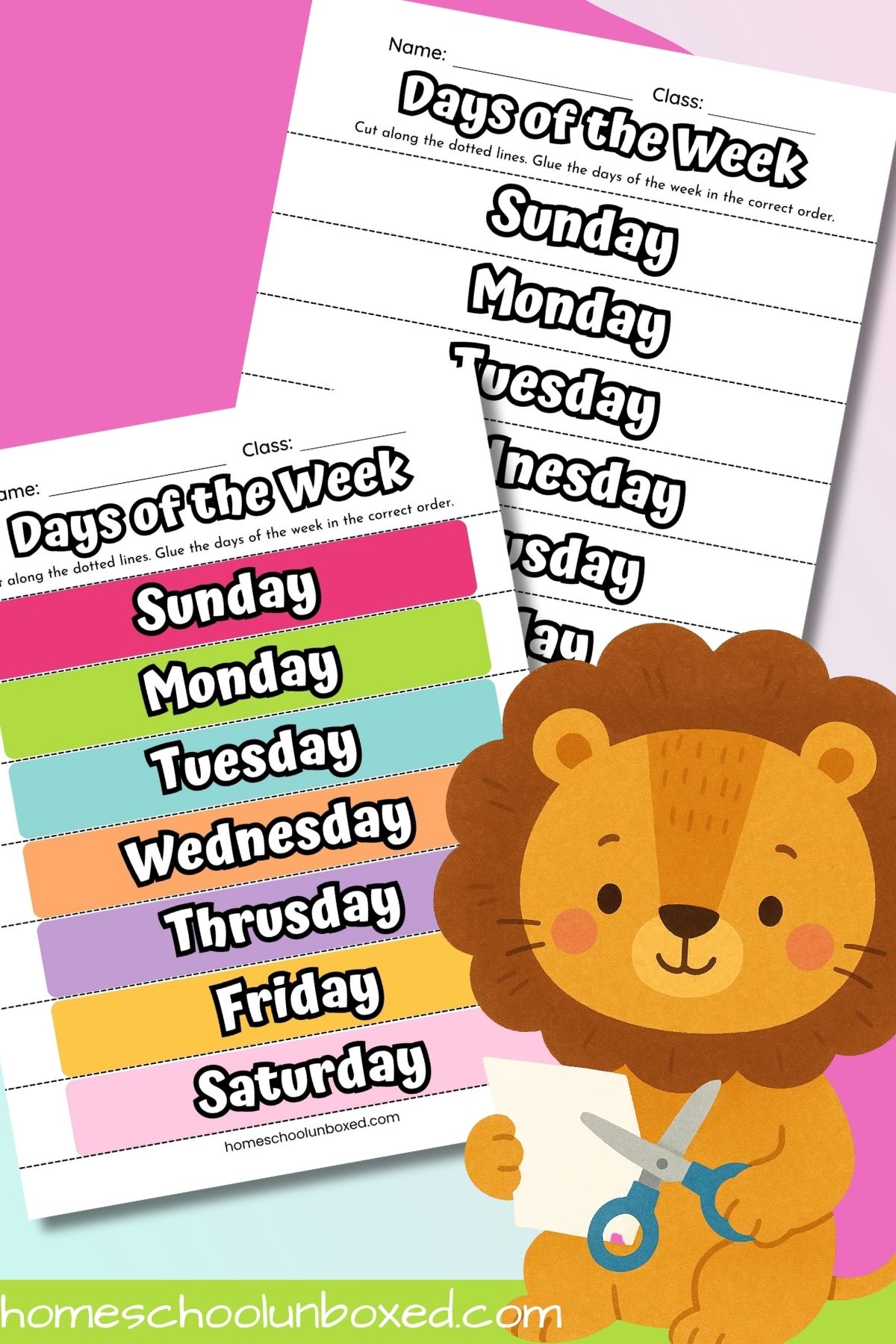 Days of the Week Cut and Paste Printable