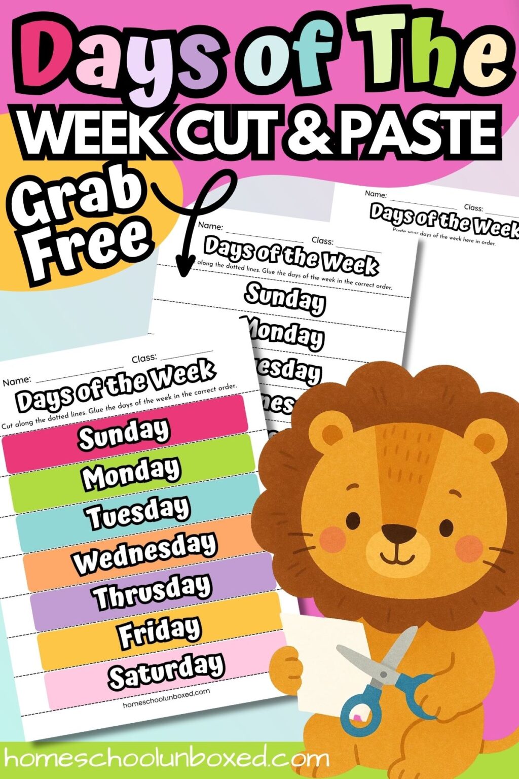 Days of the Week Cut and Paste Printable