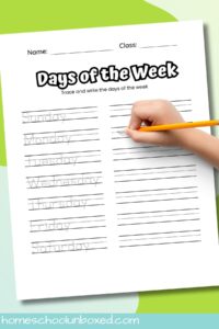 Days of the Week Tracing Worksheet (Free Printable)
