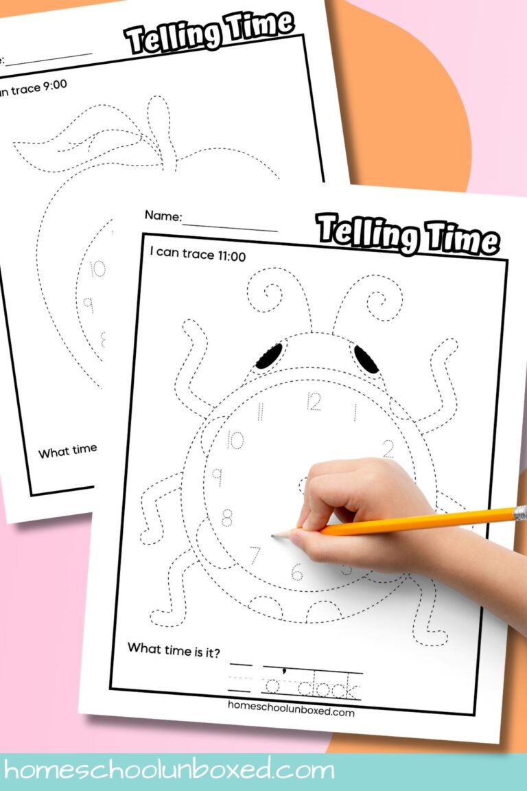 Time Tracing Worksheets for Kindergarten (and Preschool) Free Printables