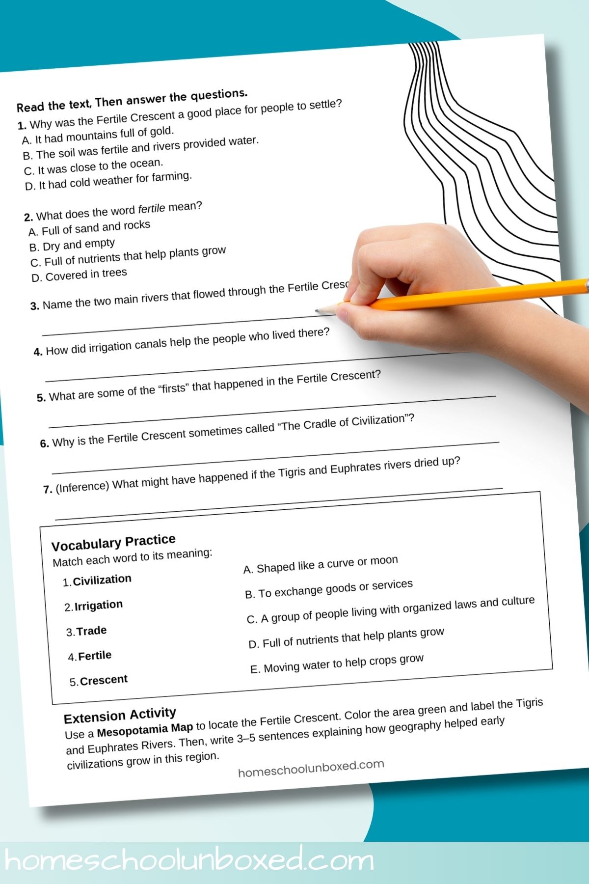 The Fertile Crescent Reading Comprehension (Free Printable Activity)