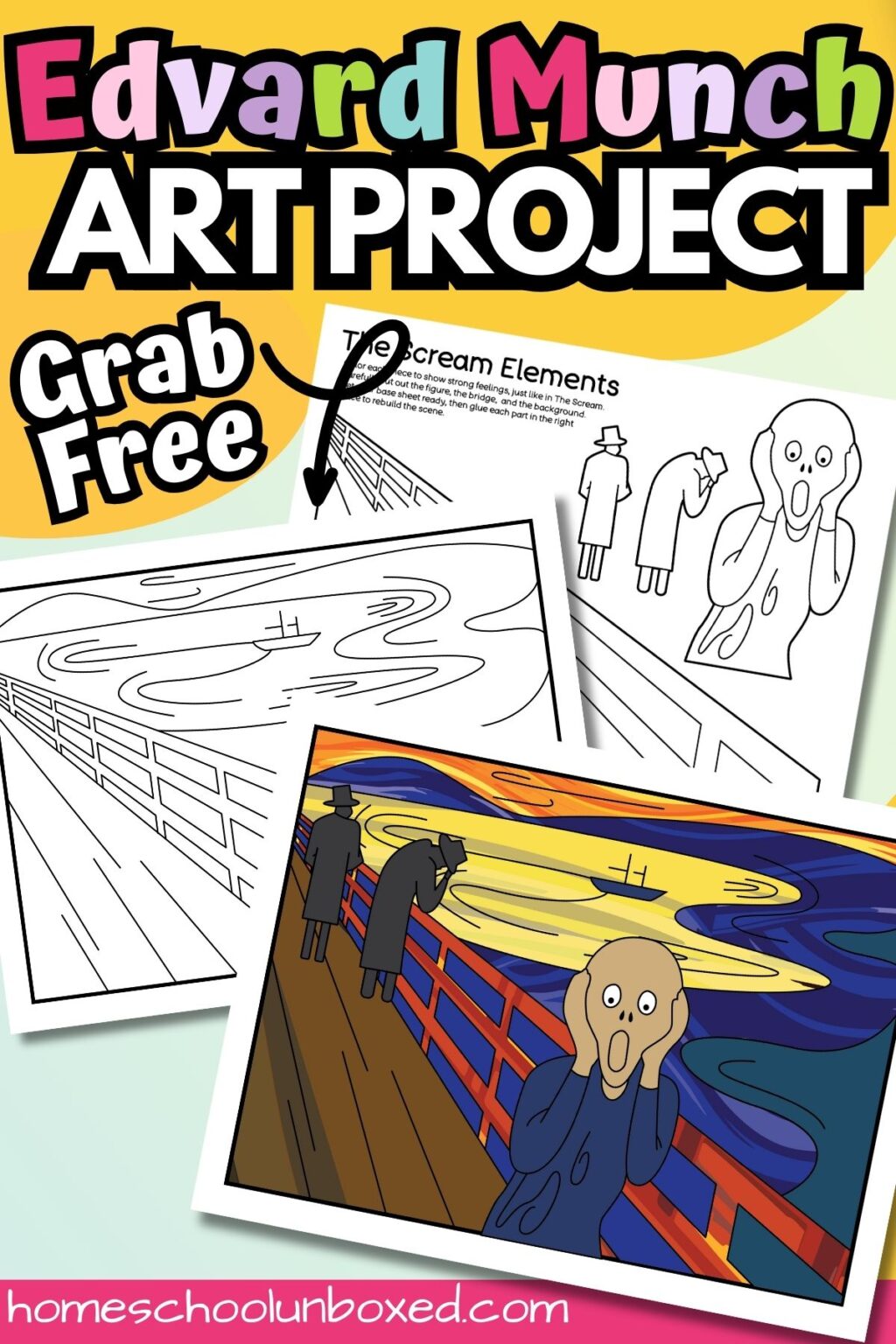 Edvard Munch Art Project for Kids (Free Printable The Scream Craft)