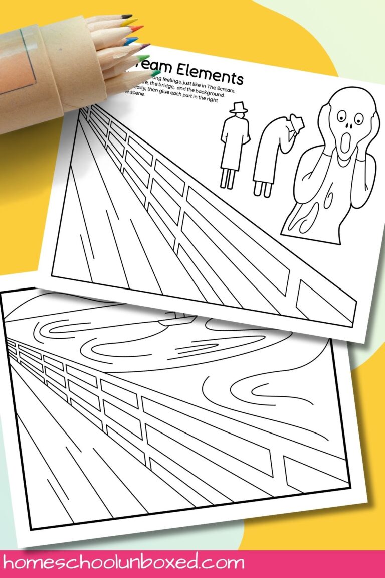 Edvard Munch Art Project for Kids (Free Printable The Scream Craft)